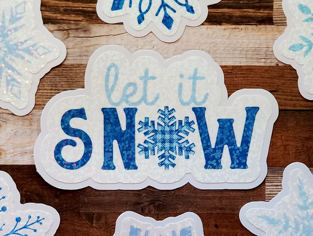 Let It Snow Sparkle Snowflake Sticker - Etsy