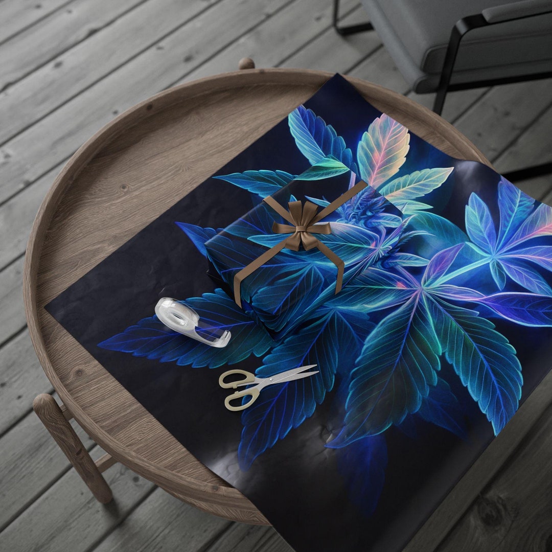 Christmas Weed Leafs Wrapping Papers, Holiday Gift Wrap, Neon Green ...