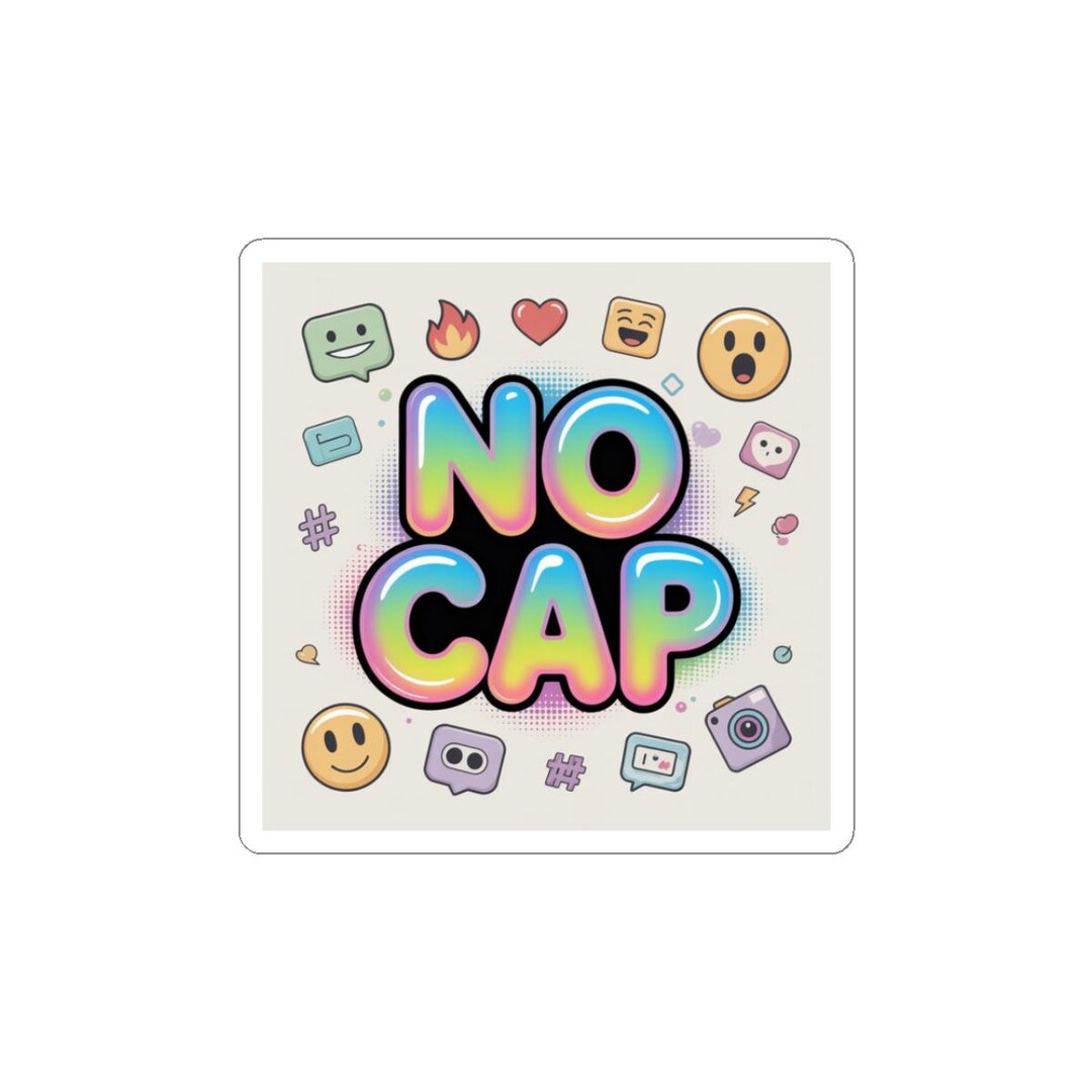 No Cap Slang Sticker | Gen-z Lingo, Holographic Emoji Kiss-cut - Etsy