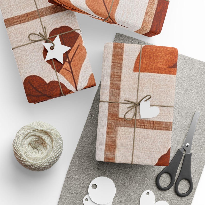 Boho Wrapping Paper, Minimalist Earthy Tones Gift Wrap, Abstract ...