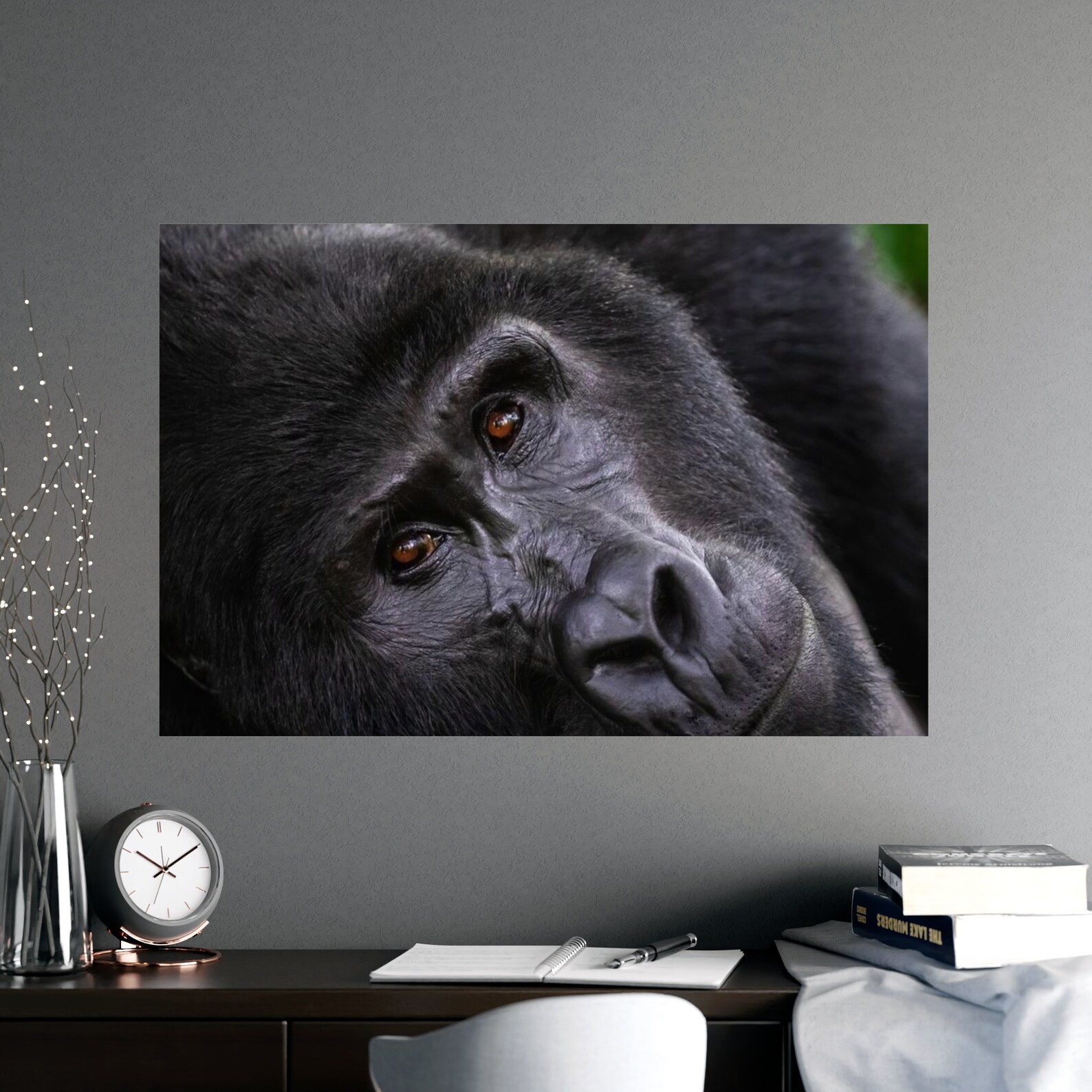 Gorilla Lying on the Ground Poster: A Majestic Animal in Its Natural ...