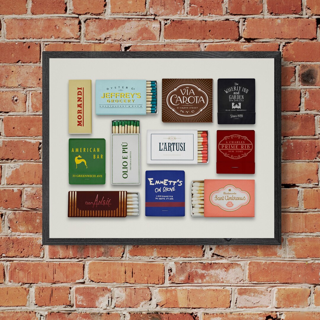 Framed West Village Restaurant Matchbook Poster NYC Matchbooks Vintage ...