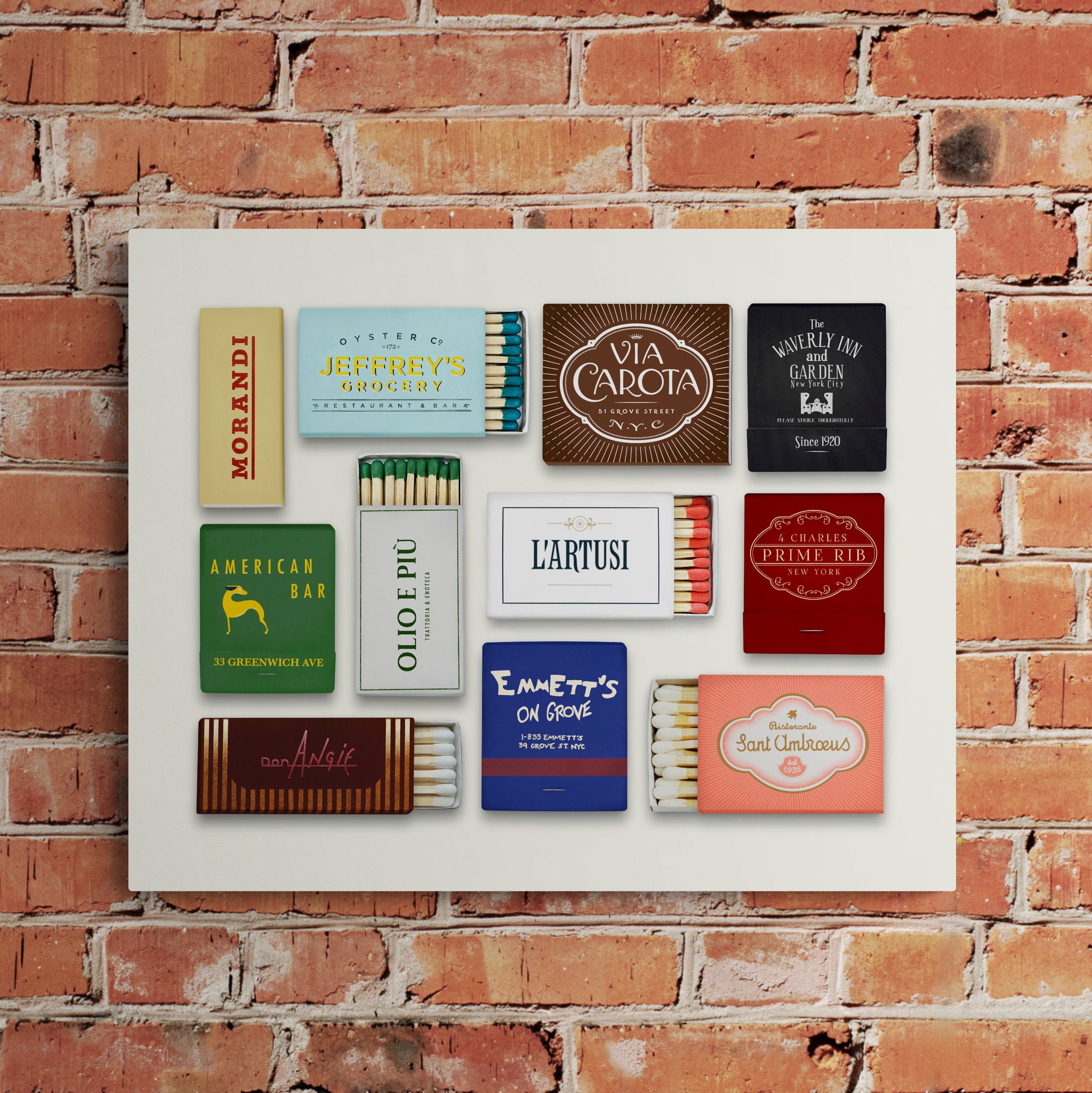West Village Matchbook Print | NYC Matchbooks | Vintage Matchbook Wall ...