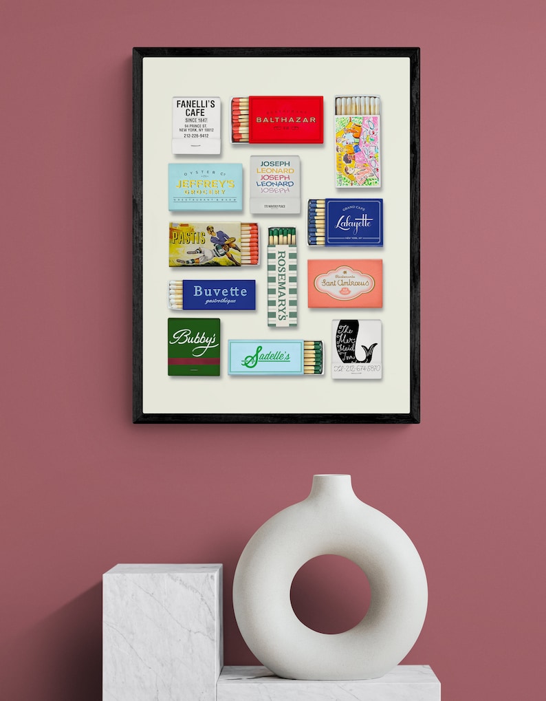 Framed New York City Brunch Matchbook Poster | NYC Matchbooks | Vintage ...
