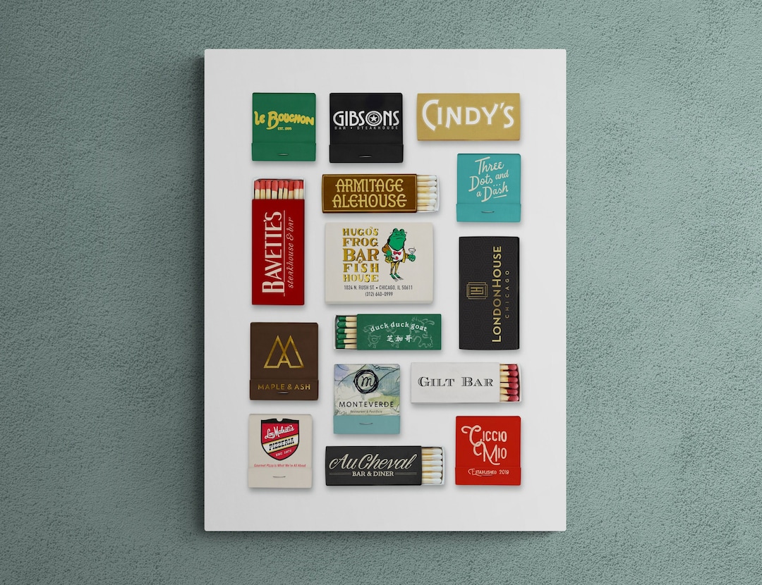 Chicago Matchbook Poster | Vintage Matchbook Wall Art | Unframed ...