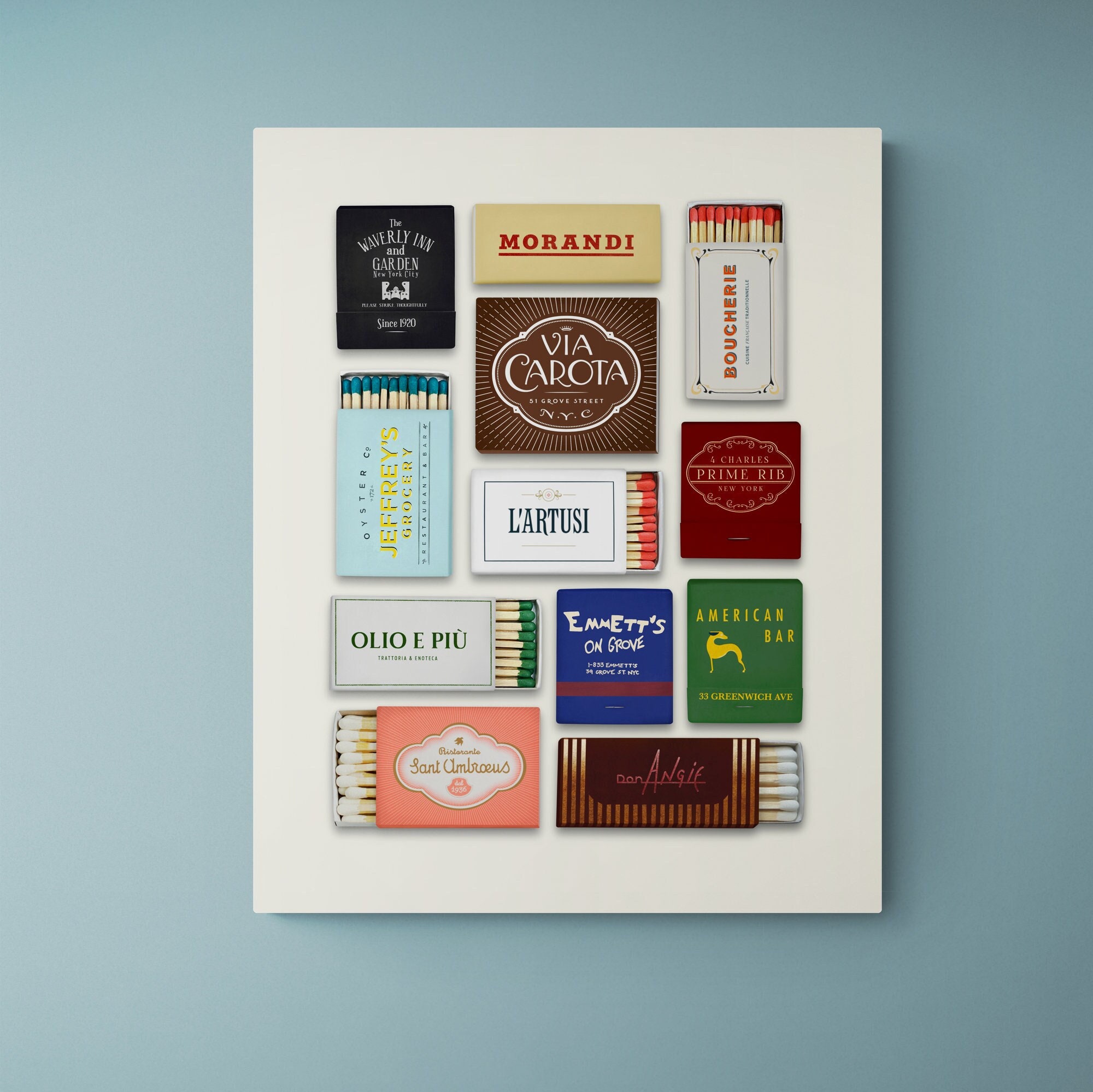 West Village Matchbook Print NYC Matchbooks Vintage Matchbook Wall Art ...