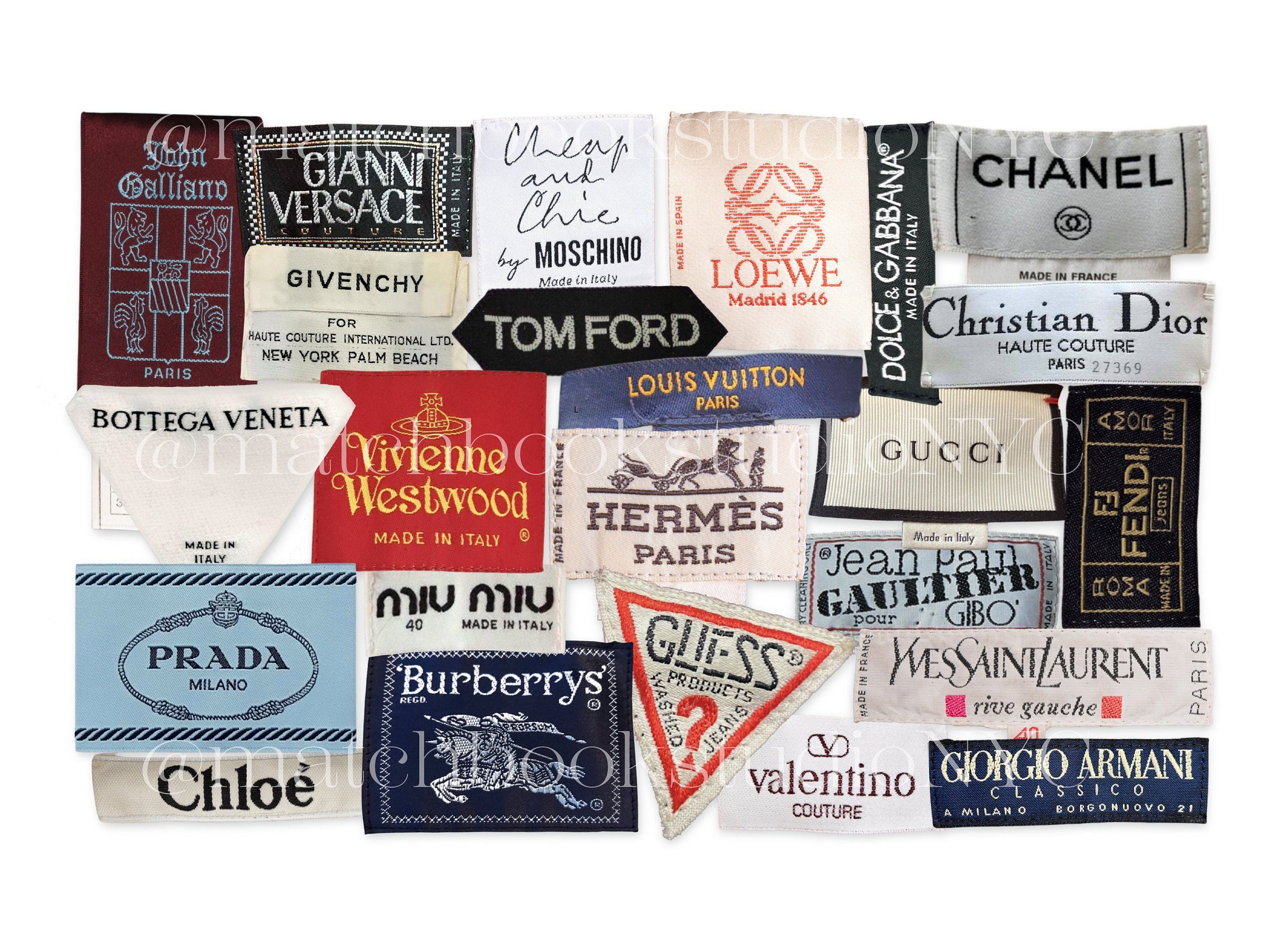 Vintage Designer Clothing Labels Print Luxury Brands Wall Art Vintage ...
