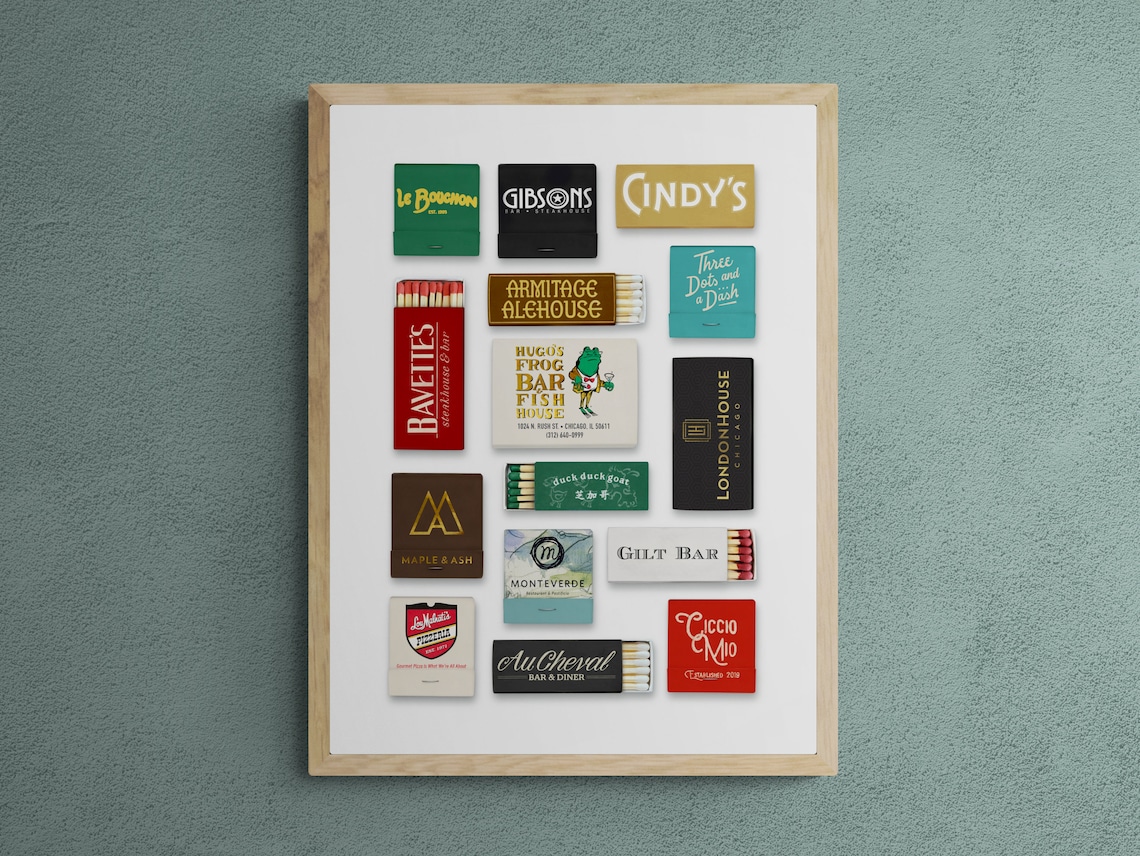 Framed Chicago Matchbook Poster | Vintage Matchbook Wall Art | Ready to ...