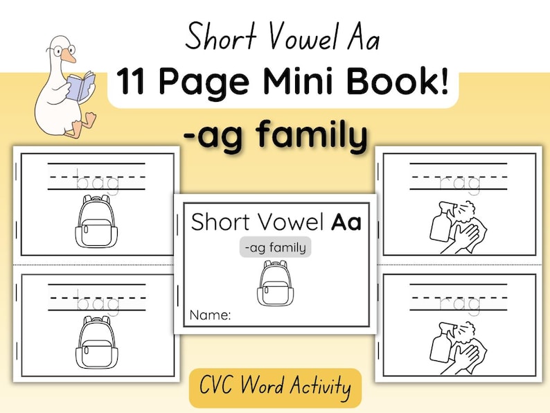Short Vowel Aa CVC Word Mini Book | -ag Family Phonics Worksheet ...