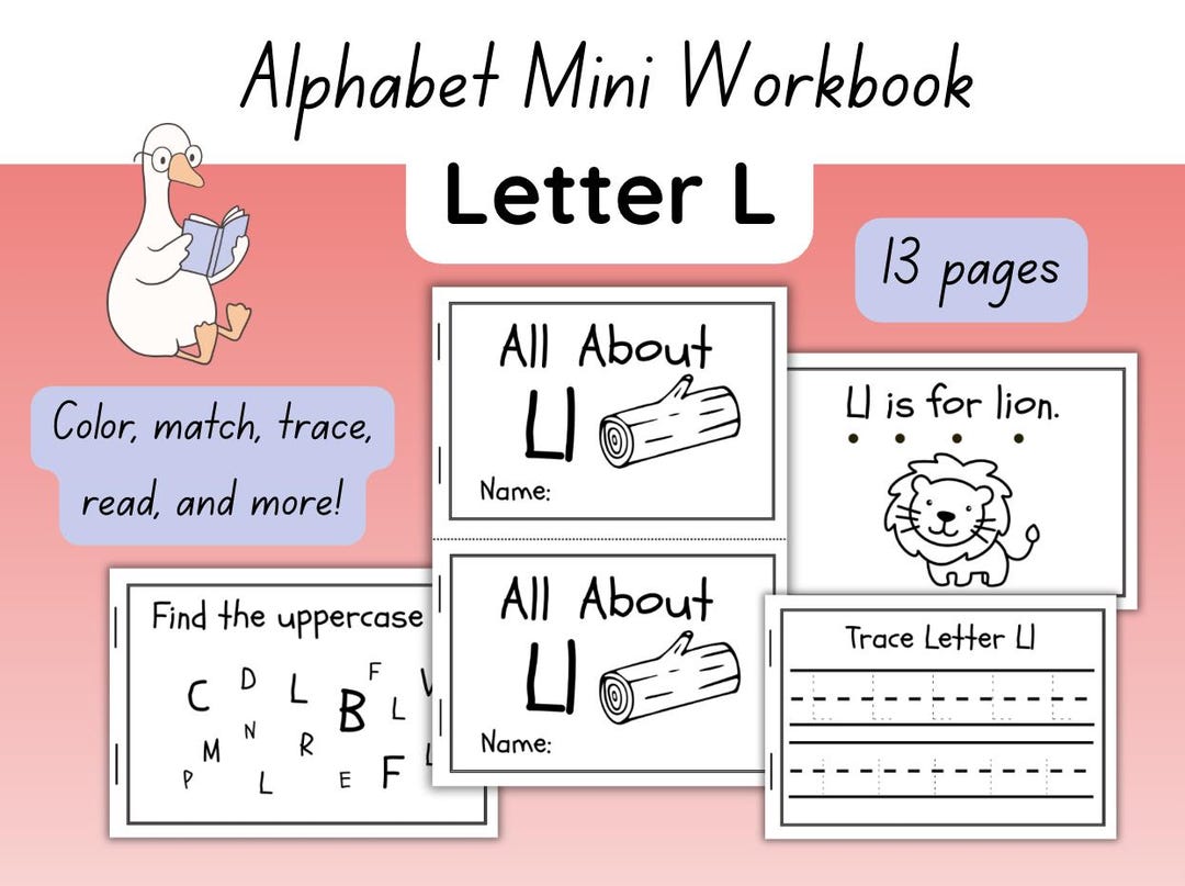 Letter L Mini Book | Alphabet Worksheets for Preschool & Kindergarten ...