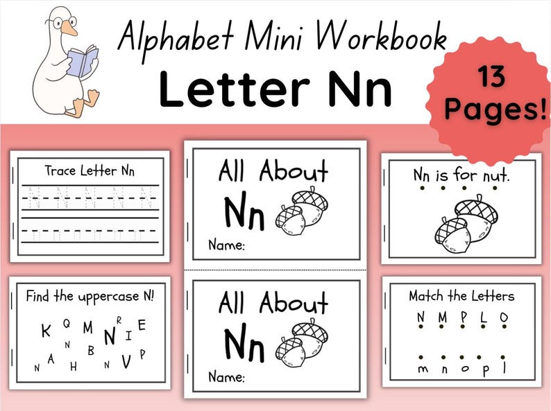 Letter N Mini Book | Alphabet Worksheets for Preschool & Kindergarten ...