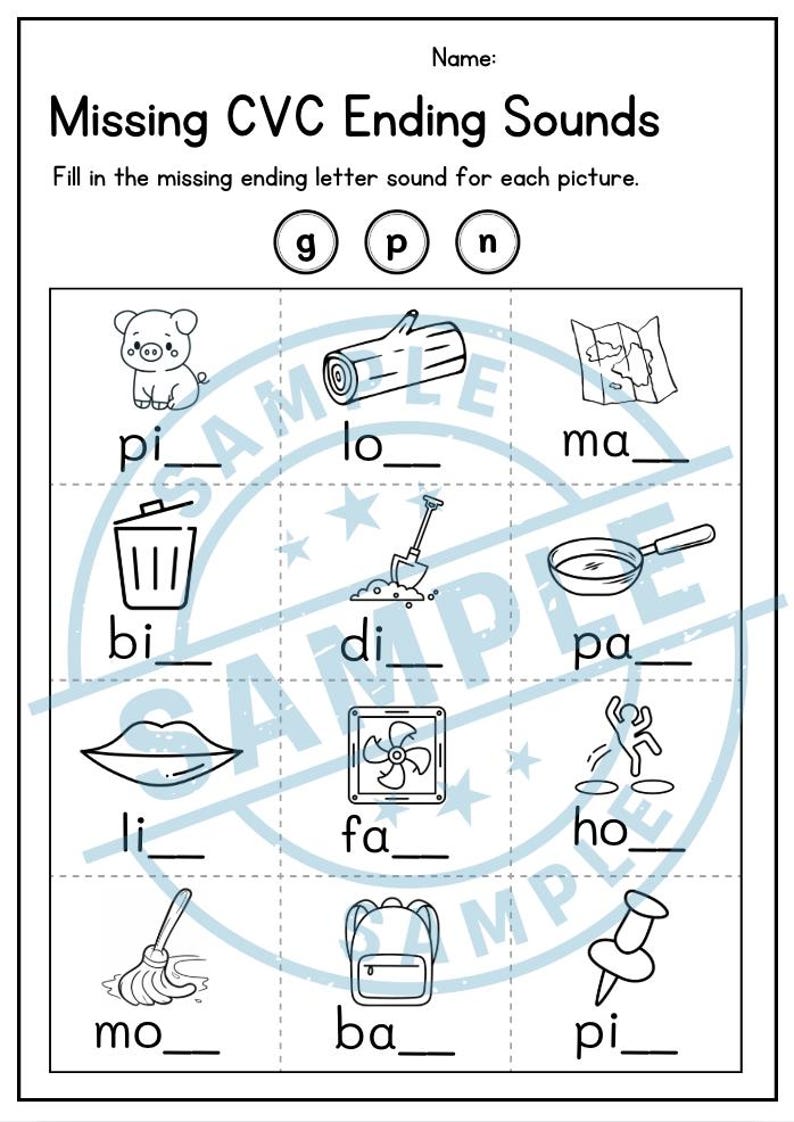 40+ CVC Missing Letter Sound Worksheets—beginning, Middle & Ending ...