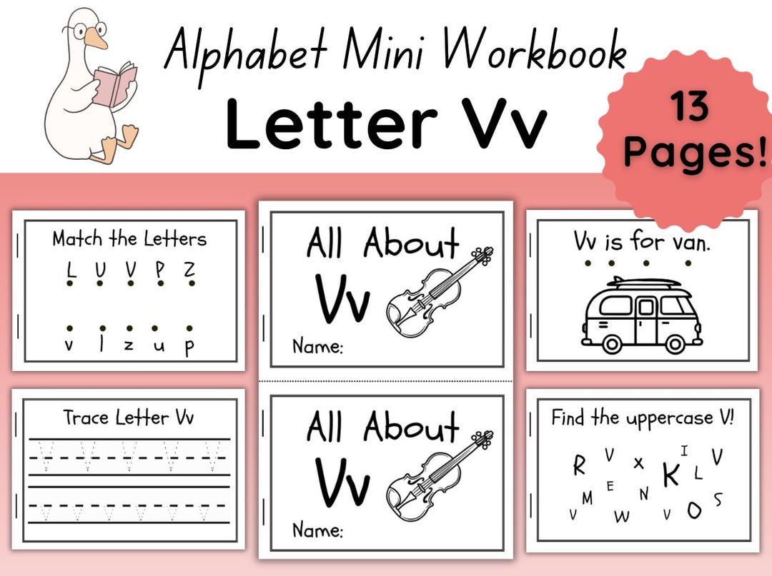 Letter V Mini Book | Alphabet Worksheets for Preschool & Kindergarten ...
