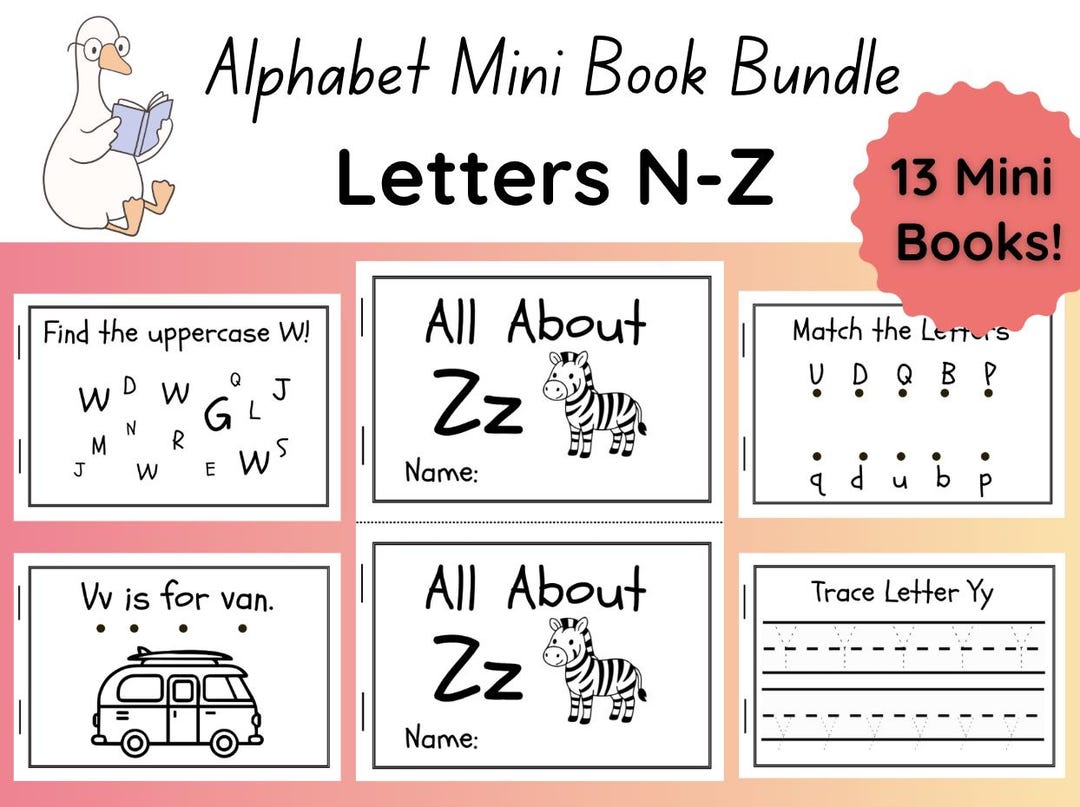 Alphabet Mini Books N-Z Bundle | Printable Preschool & Kindergarten ...