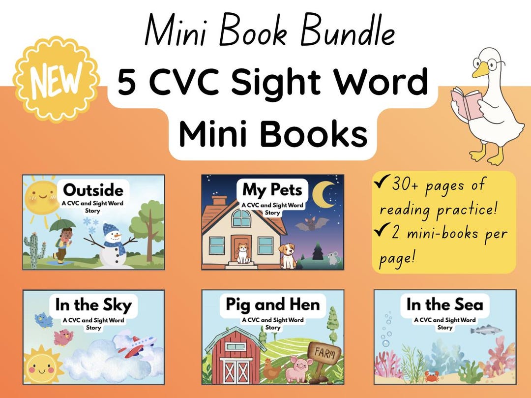 CVC Sight Word Mini Flipbook Bundle: Early Reader Mini Books - 5 Themes ...