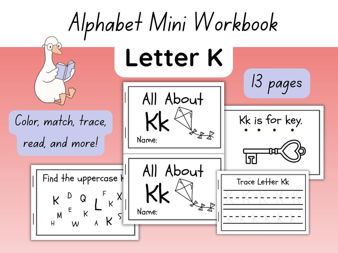 Letter K Mini Book | Alphabet Worksheets for Preschool & Kindergarten ...