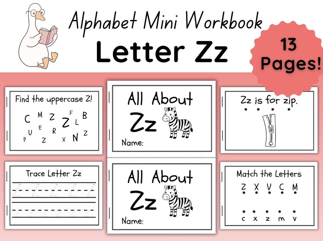Letter Z Mini Book | Alphabet Worksheets for Preschool & Kindergarten ...