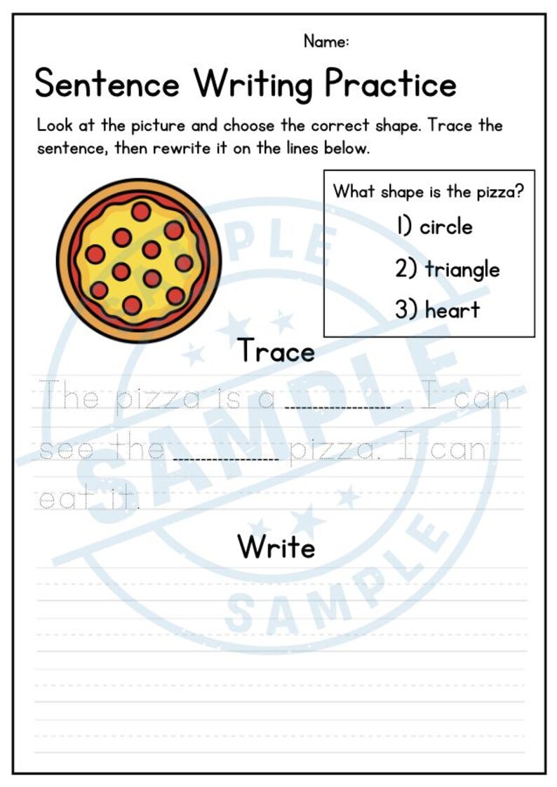 Shape Word Sentences—choose the Shape, Trace, and Write! (20 Worksheets ...