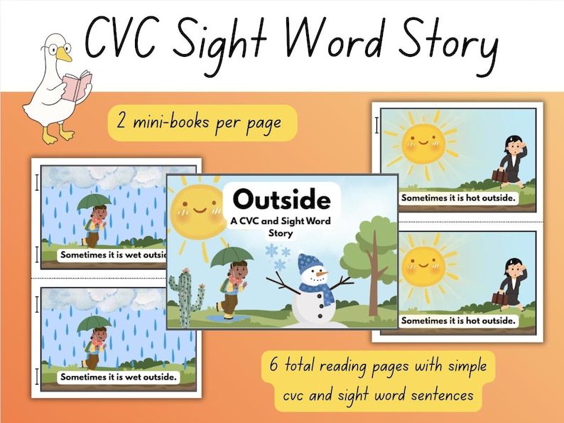 Printable Weather-themed CVC Sight Word Reading Book | Preschool ...