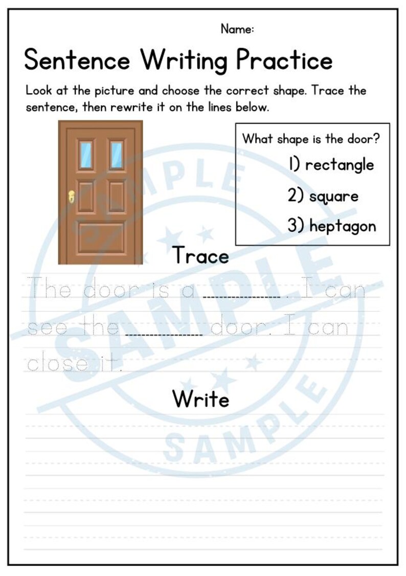 Shape Word Sentences—choose the Shape, Trace, and Write! (20 Worksheets ...