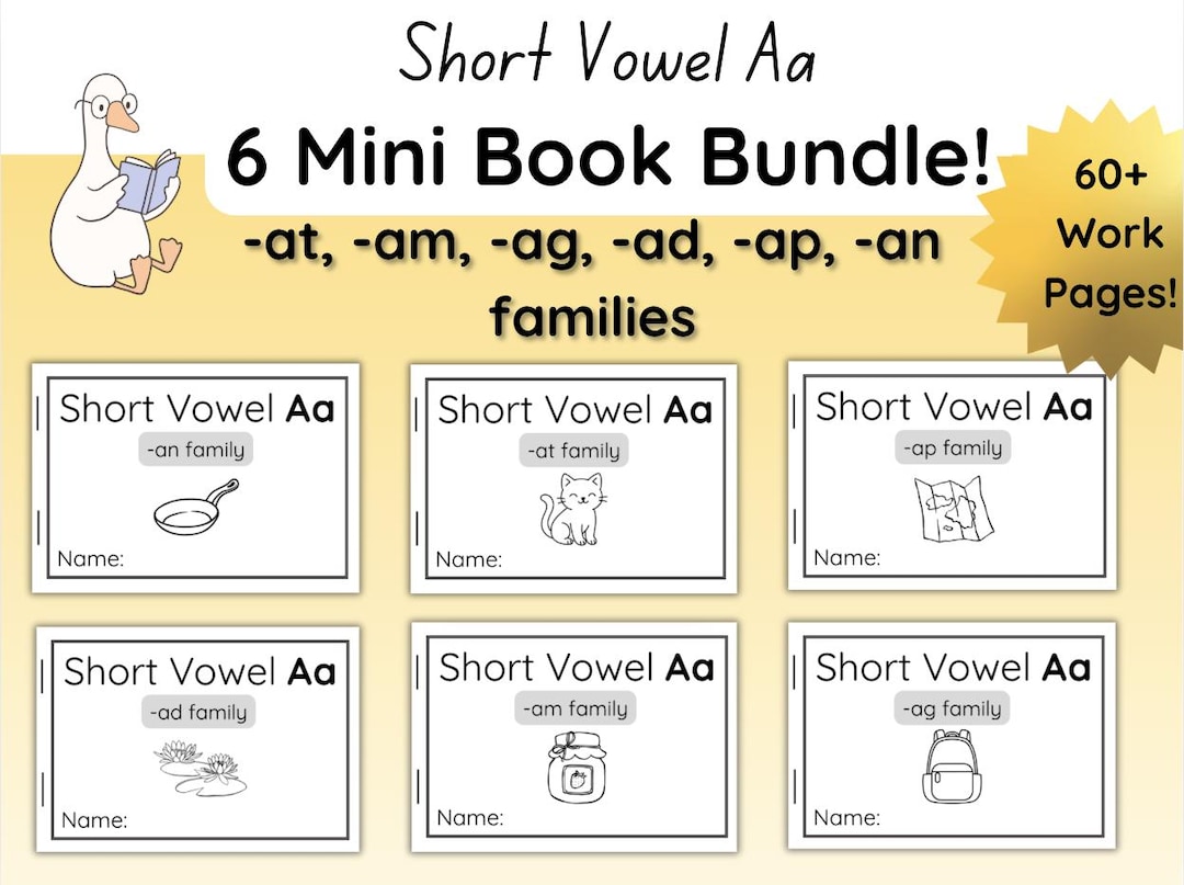 Short Vowel Aa CVC Word Family Mini Book Bundle | 6 Printable Phonics ...