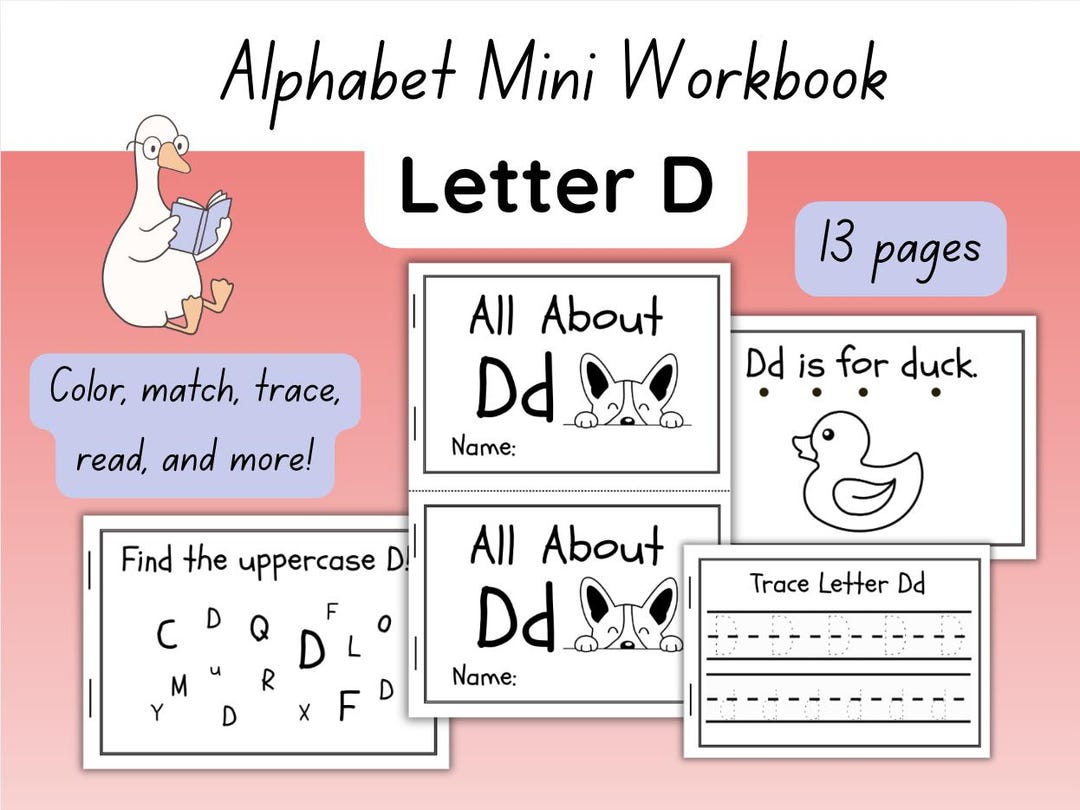 Letter D Mini Book | Alphabet Worksheets for Preschool & Kindergarten ...