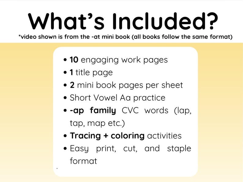 Short Vowel Aa CVC Word Family Mini Book | -ap Family Phonics Worksheet ...