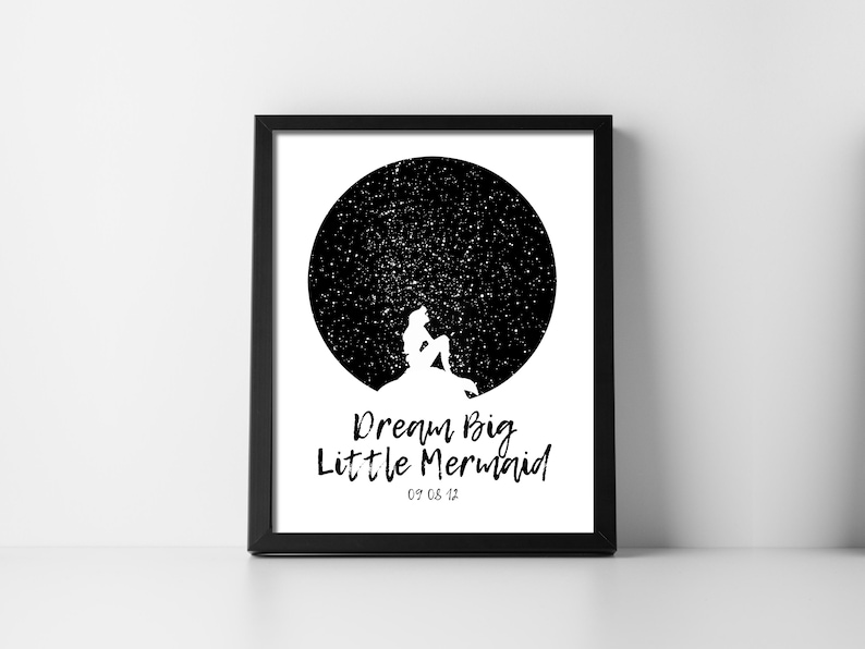 Star Map Mermaid Ariel Digital Download Printable Star Chart Child ...
