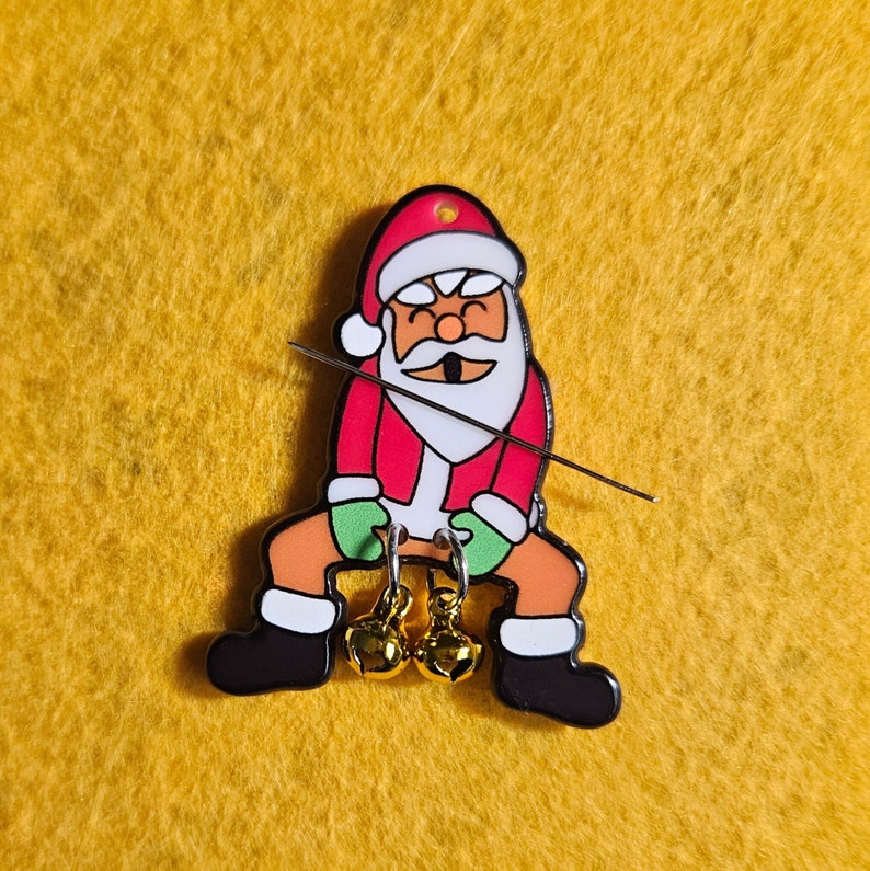 Santa Claus & Jingle Bells Needle Minder * Funny - Wacky * Cross Stitch ...