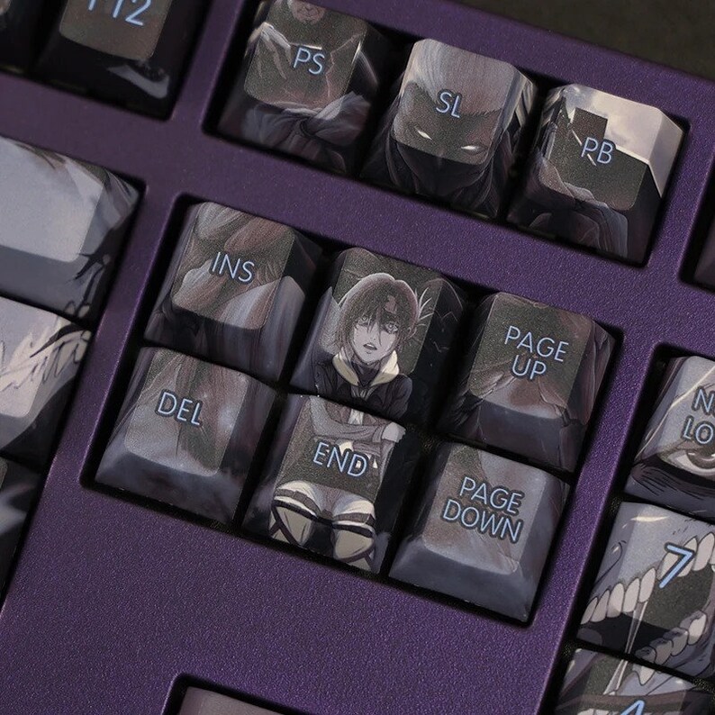 108pcs Attack on Titan Cute Anime Girl Keycap PBT Keycaps Cherry MX ...