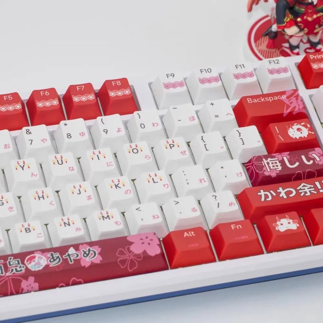 108pcs Vtuber Nakiri Ayame Theme Keycaps Anime Girl Keycap Backlit ...