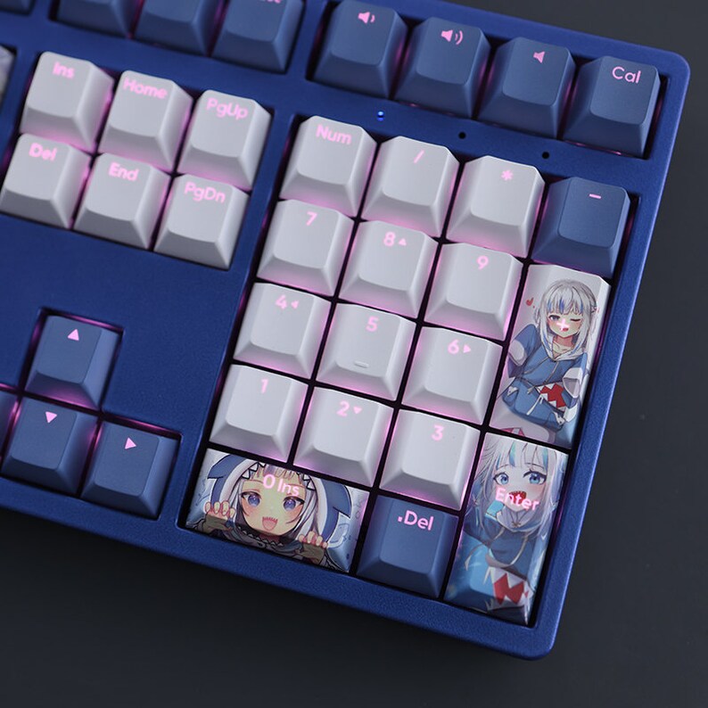 108pcs Vtuber Gawr Gura Theme Keycaps Anime Girl Keycap Backlit Keycap ...