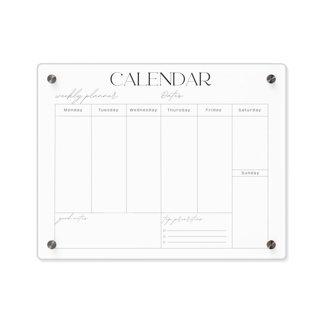Acrylic Wall Calendar Week View - Etsy