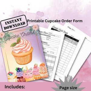 Easy Printable Cupcake Order Form, Downloadable Cupcake Order Form ...
