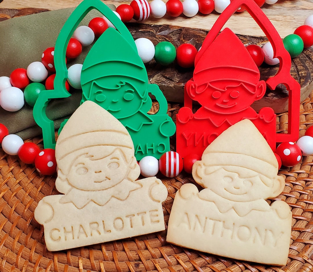 SHIPS FAST! Personalized Custom Elf Cookie Cutter Stamp With Child's ...