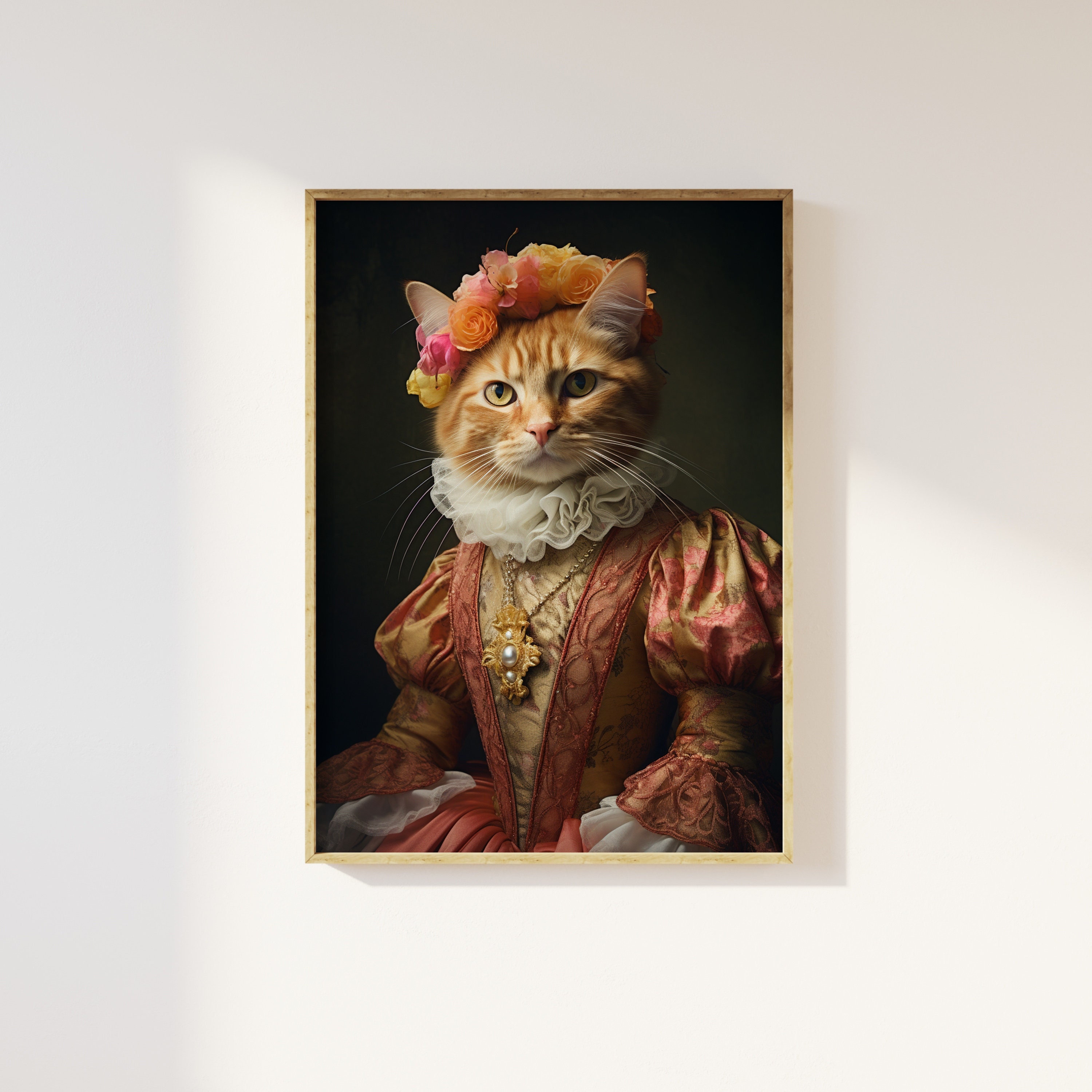 Female Ginger Tabby Cat Renaissance Animal Portrait Art Print Oil ...