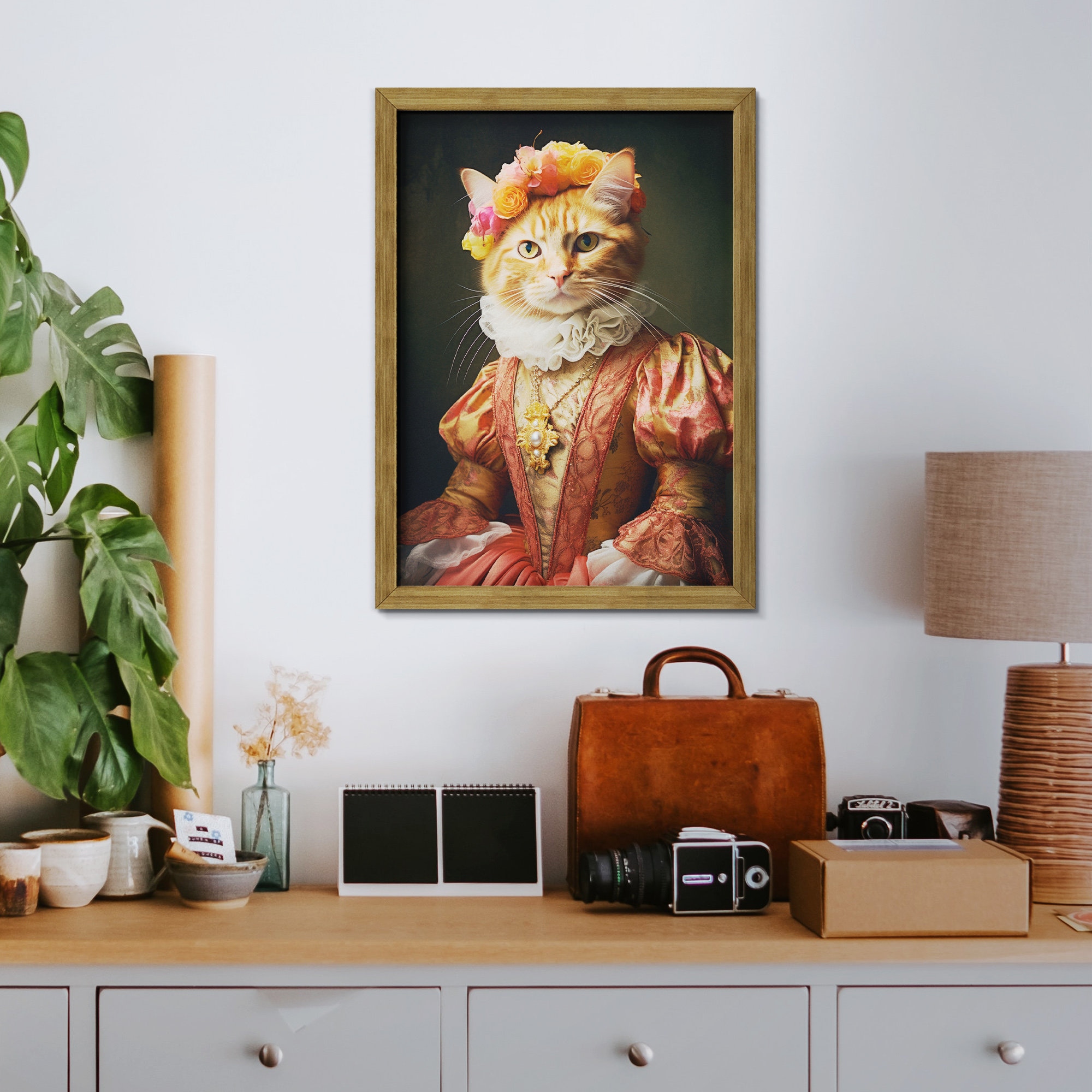 Female Ginger Tabby Cat Renaissance Animal Portrait Art Print Oil ...