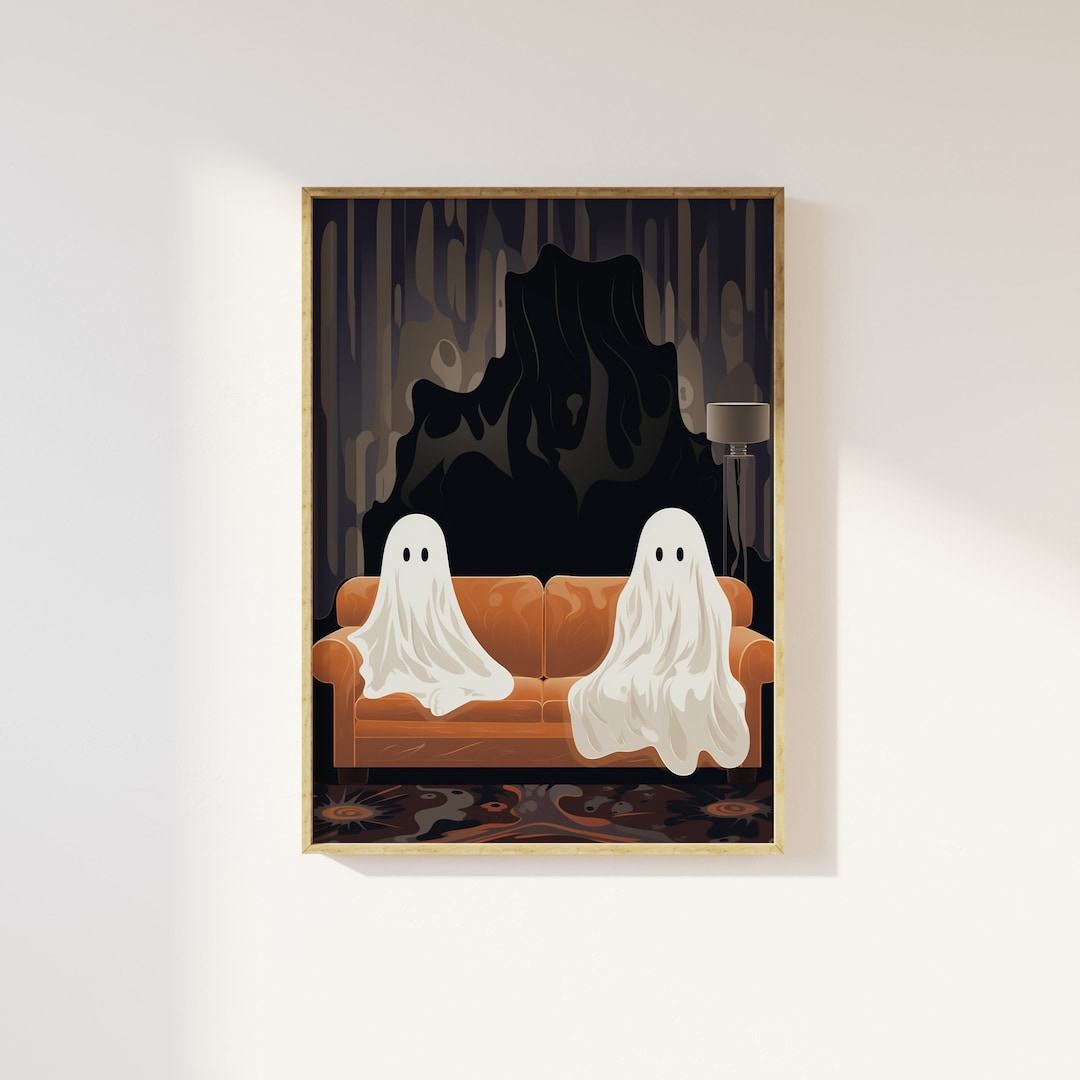 Ghost Friends Watching TV on the Sofa Art Print | Retro Ghosts, 80s ...