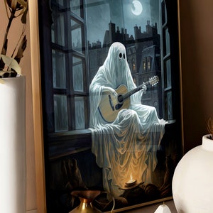 Ghost Playing Guitar Under the Moon Art Print | Nostalgia, Dark ...