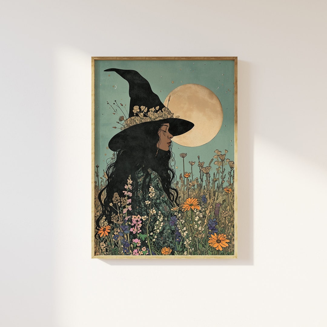 Witch and Blooms Under the Full Moon | Ethereal Witches, Magical ...