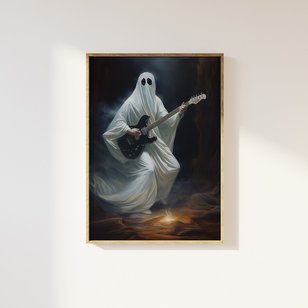 Ghost Playing Bass Guitar Art Print | Nostalgia, Ghost Rock Band, Dark ...