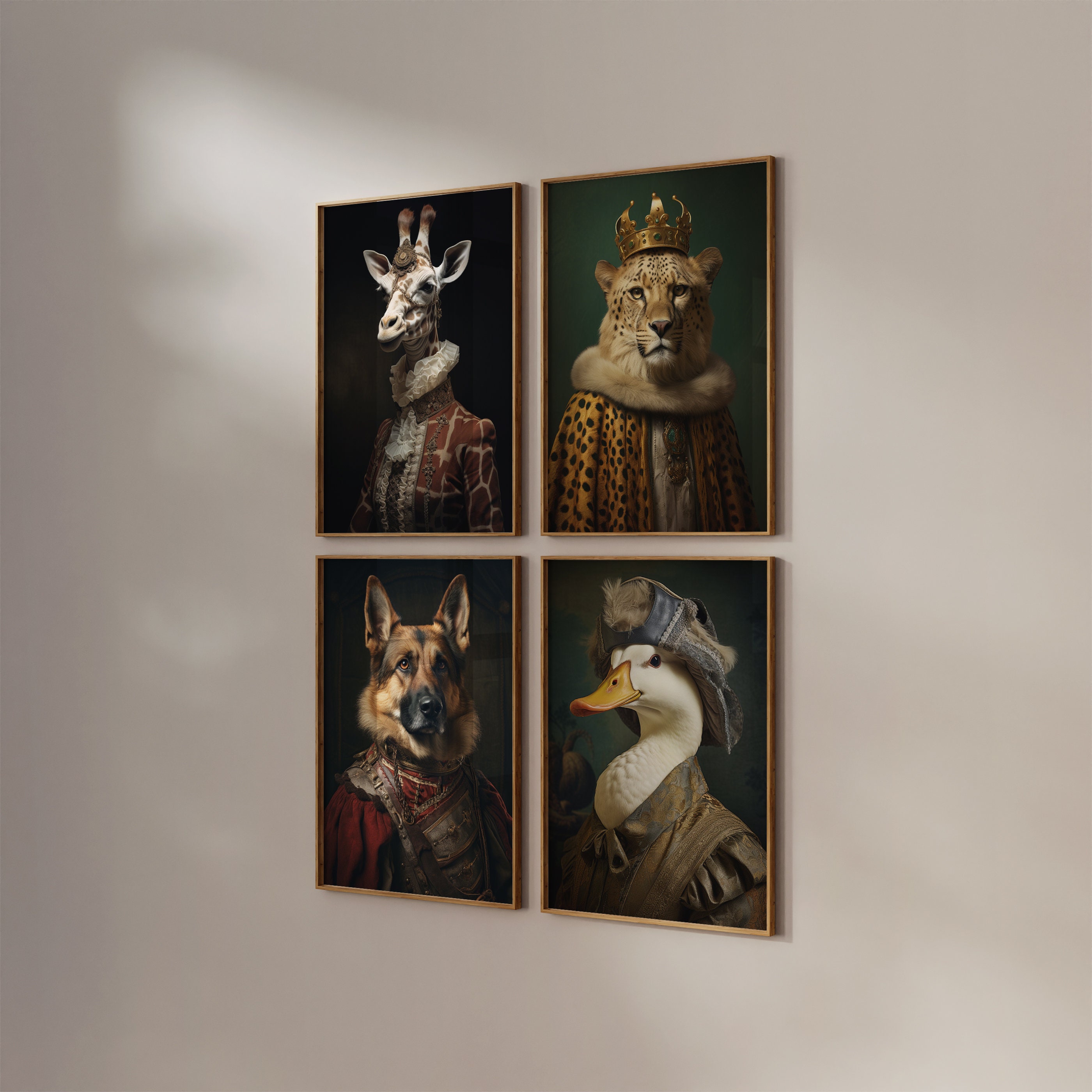 Cat Renaissance Animal Portrait Art Print Oil Painting Vintage Style ...