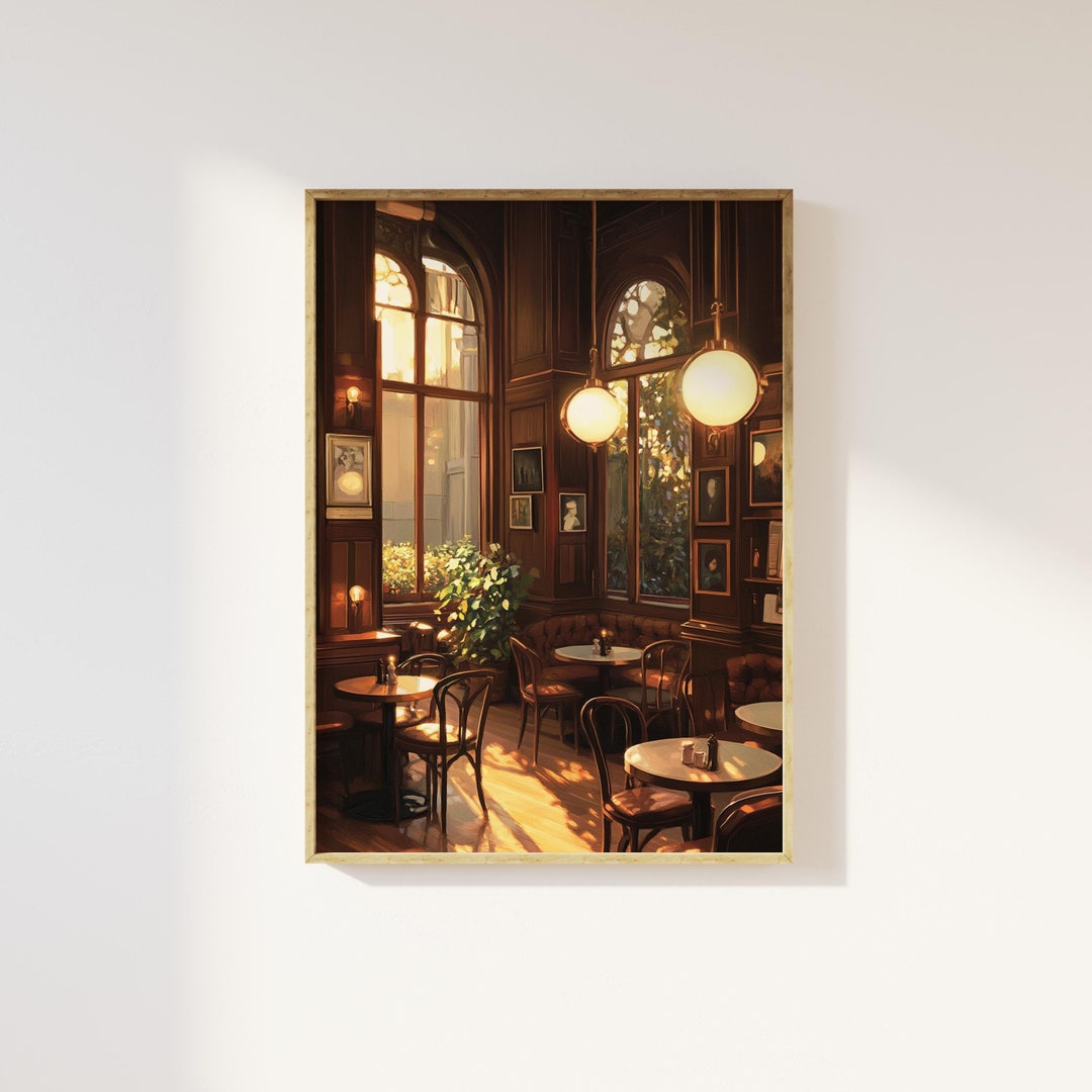 Cosy Coffee Shop Art Print Cosy Warm Traditional Coffee Shop, Cafe ...