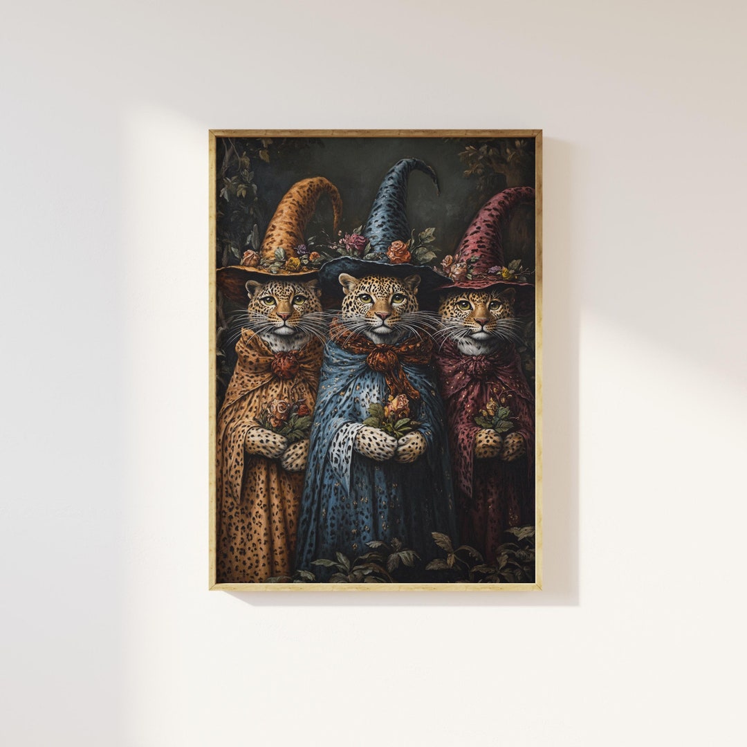Coven of Leopard Witches Art Print | Mystical Leopard Witches, Autumnal ...