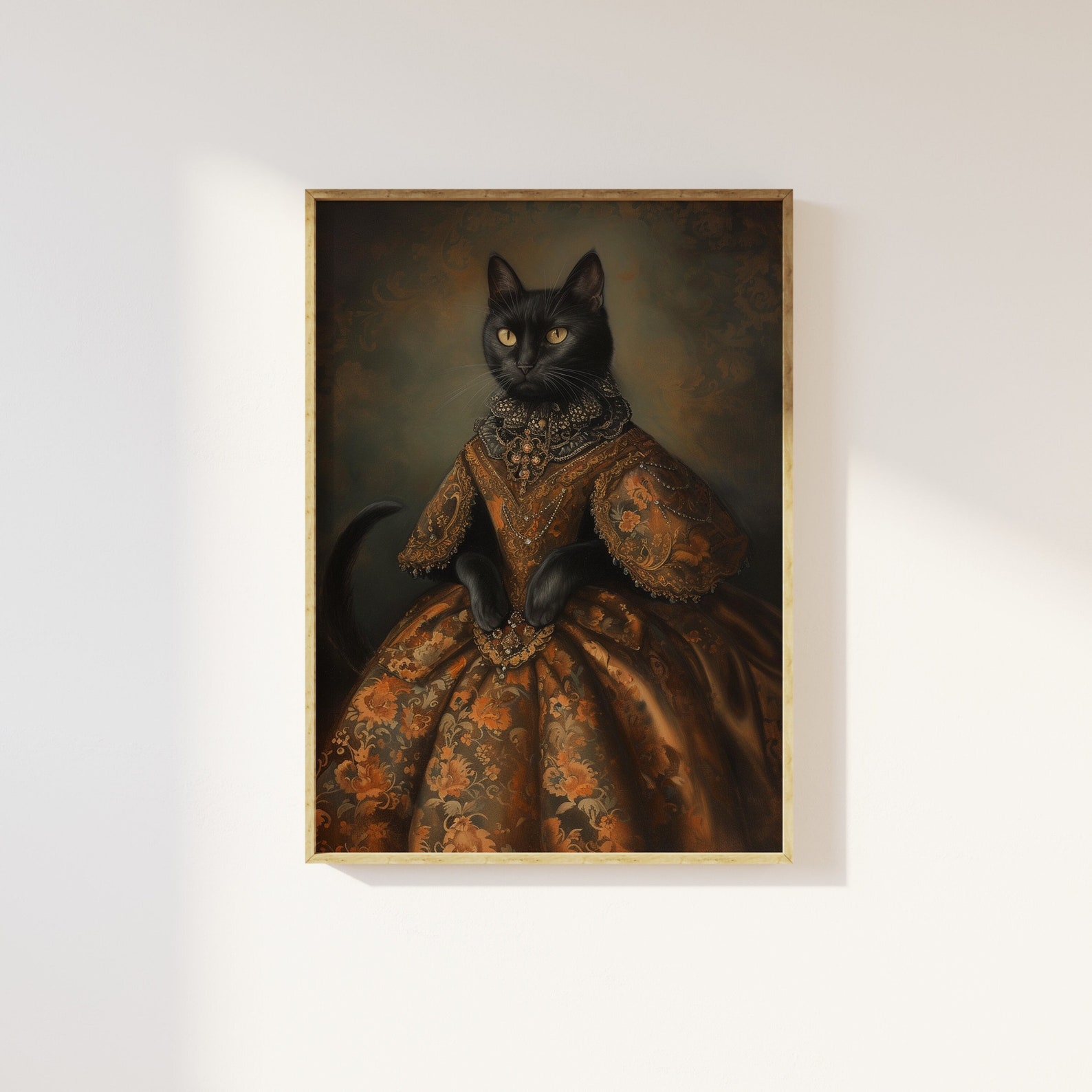 Victorian Black Cat in Gothic Dress Art Print Gothic Cat Portrait ...