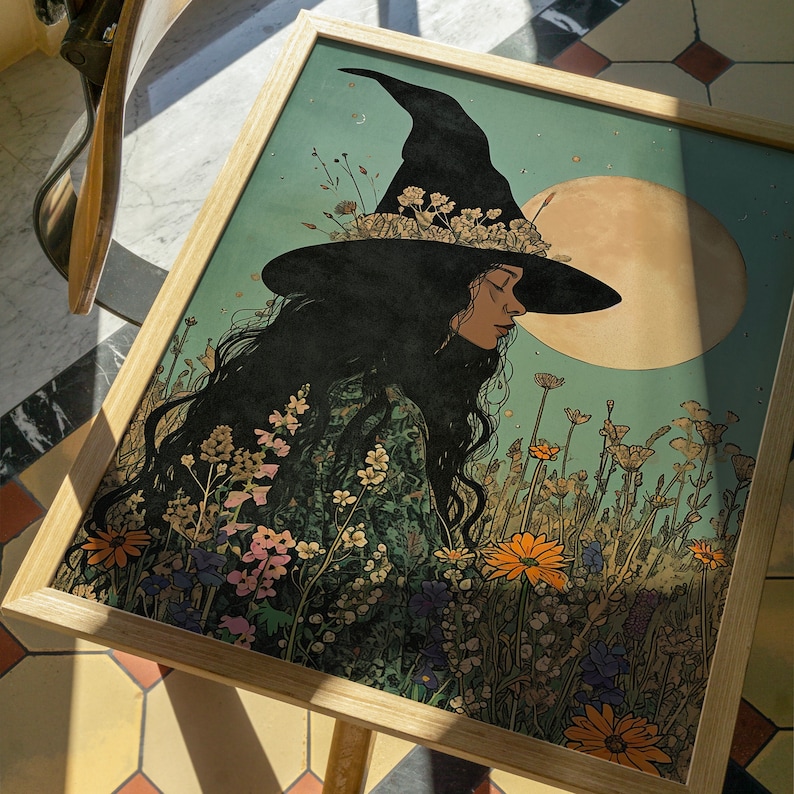 Witch and Blooms Under the Full Moon | Ethereal Witches, Magical ...