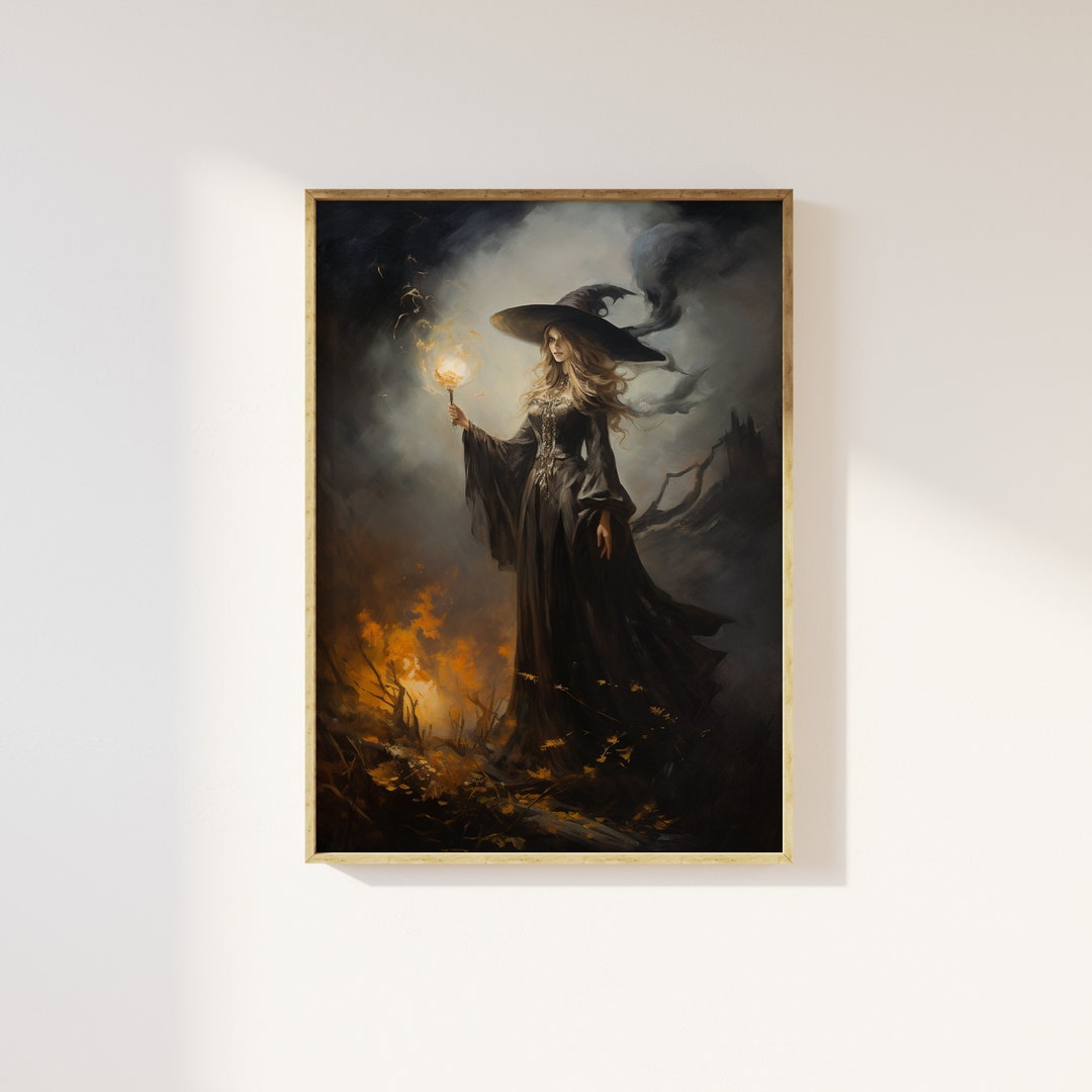 Dark Romantic Witch Art Print | Magical, Mystical Witch, Halloween ...
