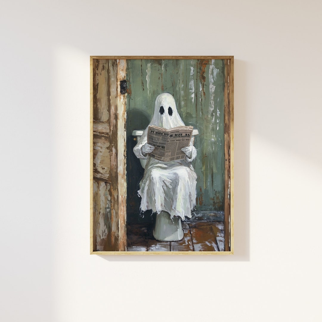 Ghost on the Toilet Reading a Newspaper Art Print | Vintage Dark Moody ...