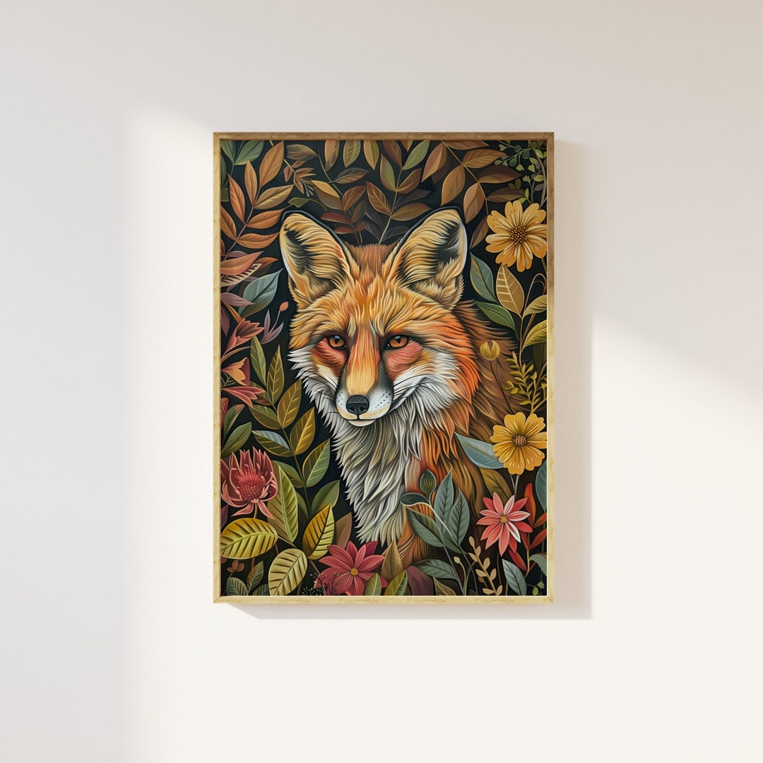 Botanical Fox William Morris Style Art Print | Foliage, Botanical ...