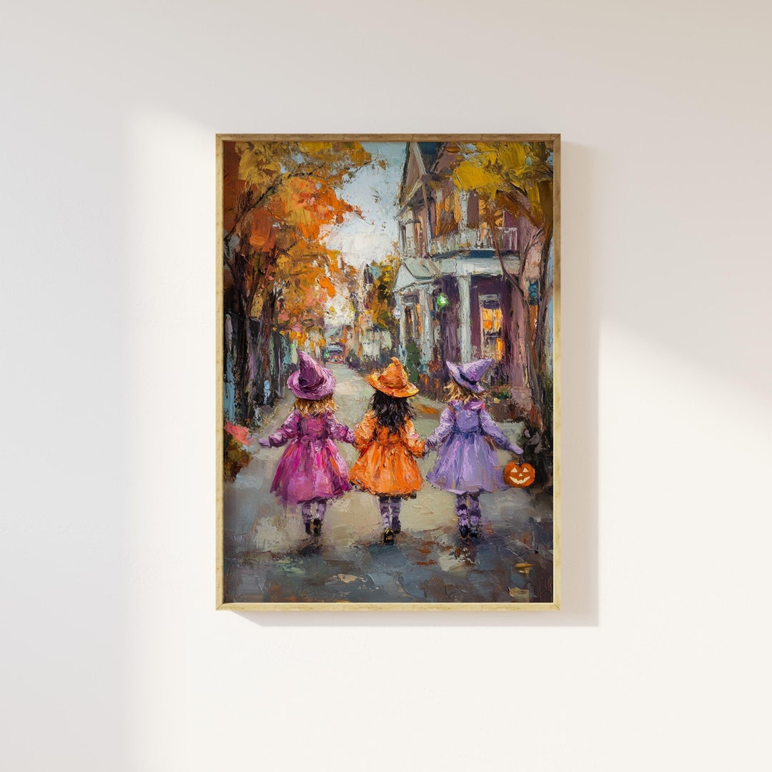 Trick or Treating Children Art Print | Coven of Witches, Children Dress ...